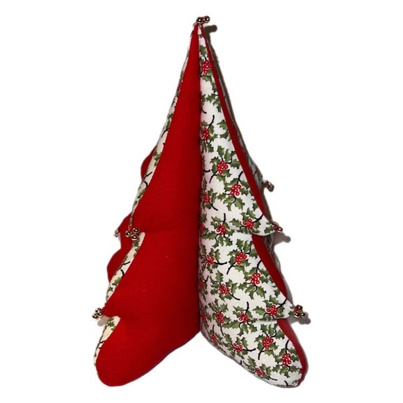 Handmade | Holiday | Vintage Stuffed Fabric Christmas Tree 7s 80s Red ...